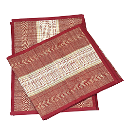 Elegant Handloom Table Mat Set - Maroon Madhur Kathi & Cotton - Perfect ...