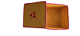 Handcrafted Yellow Sikki Grass Box with Red Strip - Eco-Friendly and ...