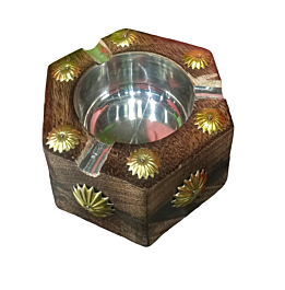 wooden hexagon shape ashtray antique ashtray