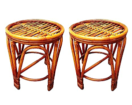 Cane & Bamboo Mudha Side Stool/Balcony Stool (Set of 2)