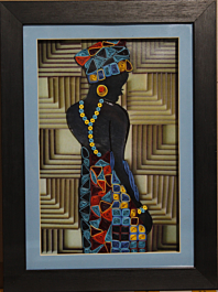 "African Elegance: Quilled Blue Lady Photo Frame" "Artisan Crafted ...