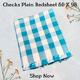 Pure Handloom Check Plain White Bedsheet