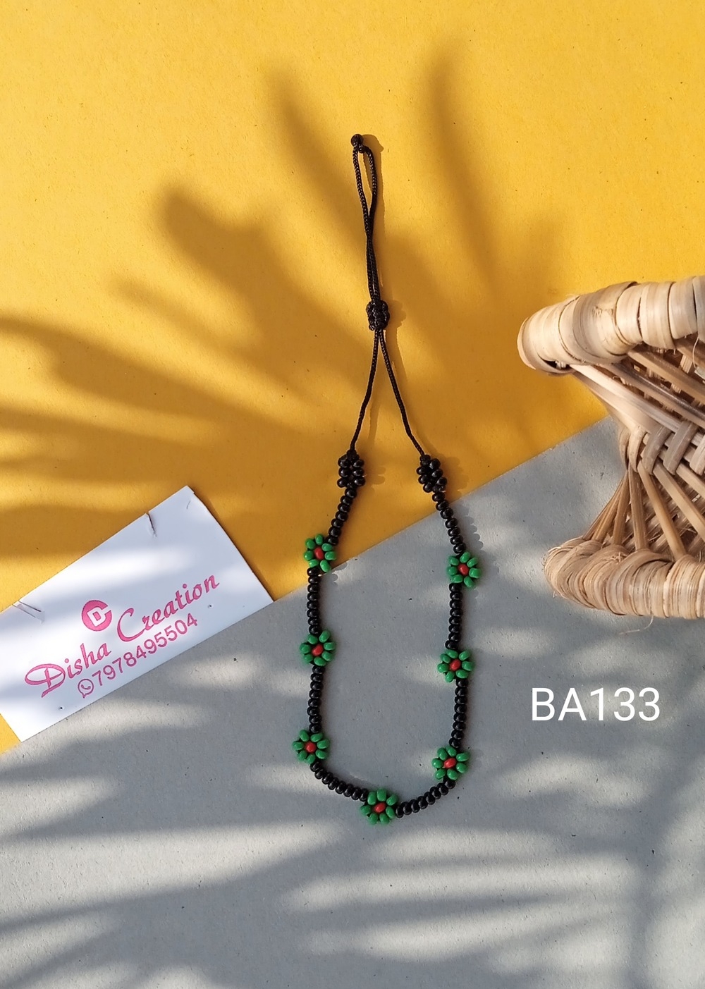 Monochrome Wave Handcrafted Glass Bead Necklace and Earring Set