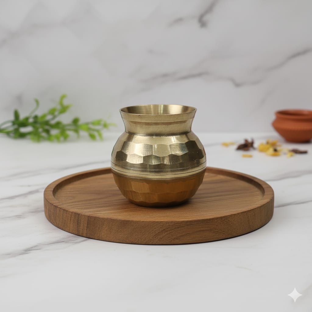 Handcrafted Brass Diamond Lota for Pooja & Temple Use | Handmade Pooja ...