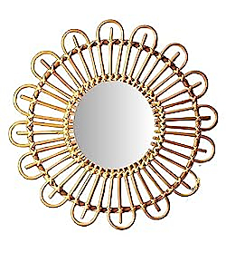 Bamboo Handcrafted Round Shaped Cane Rattan Decorative Wall Mirror ...